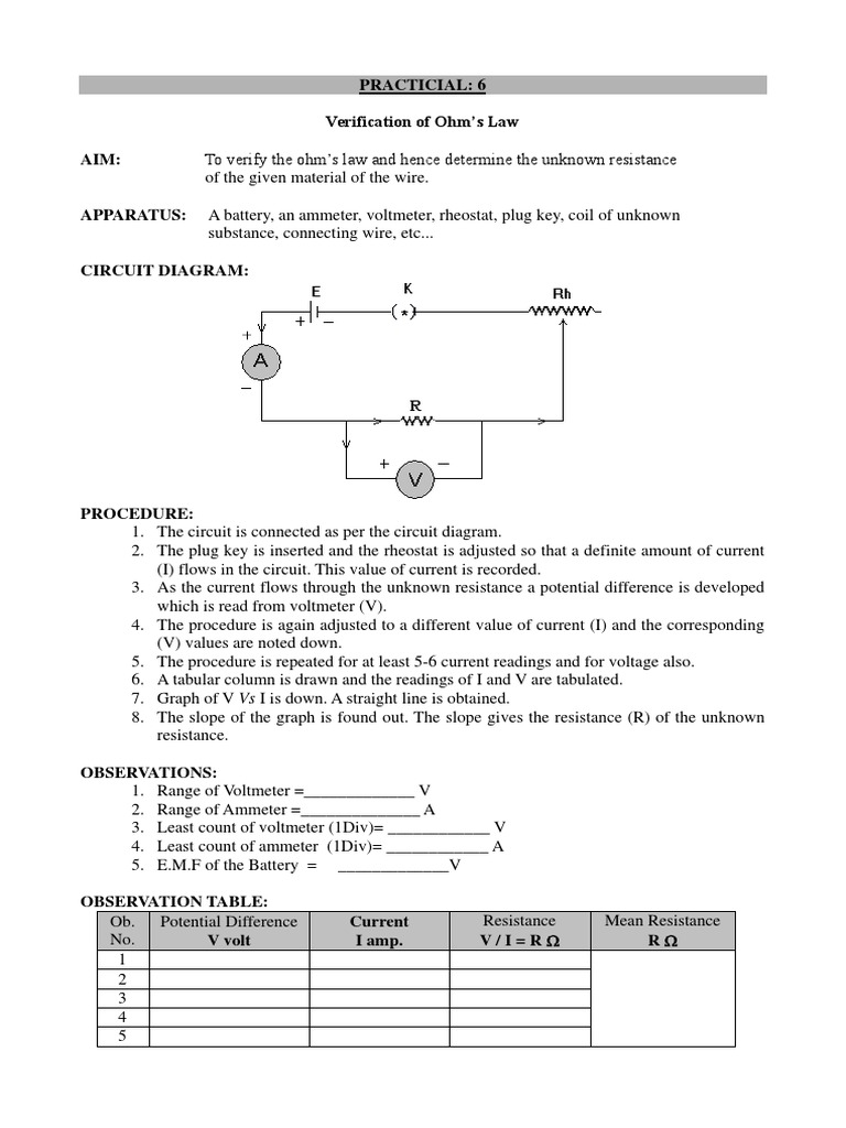Verify Ohm's Law Experiment | PDF | Volt | Voltage
