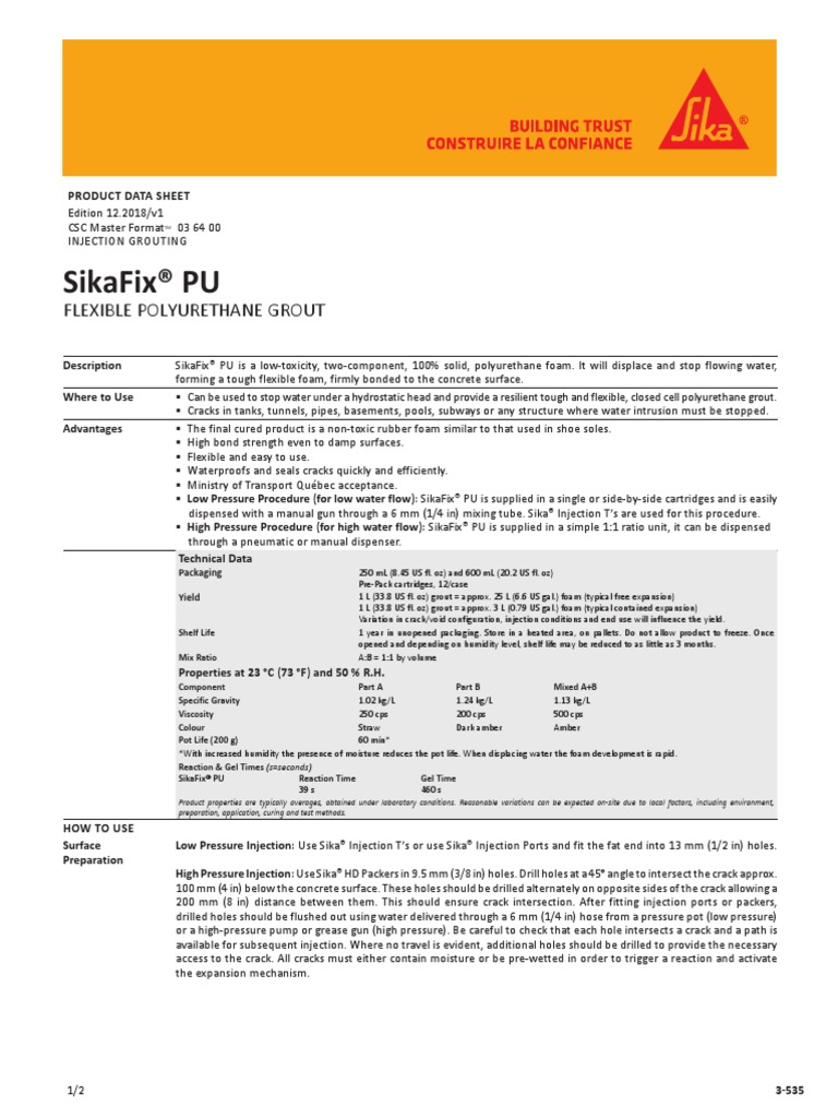 Sikafix® Pu: Flexible Polyurethane Grout | Download Free PDF | Foam ...