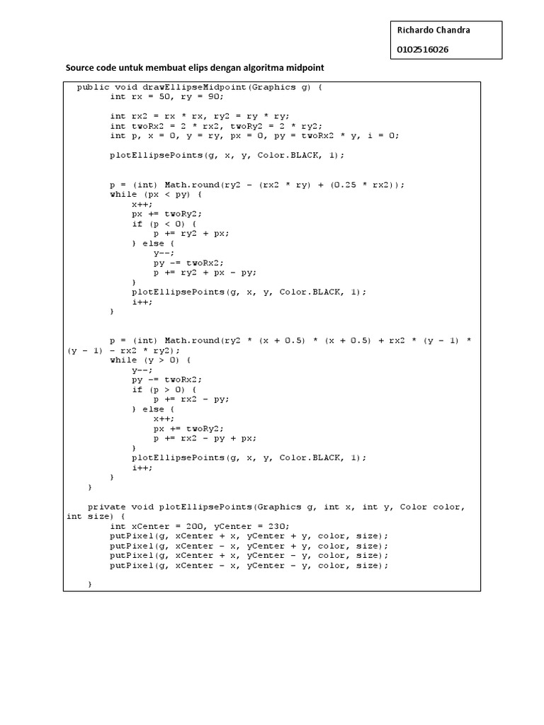 Source Code Untuk Membuat Elips Dengan Algoritma Midpoint: Richardo ...