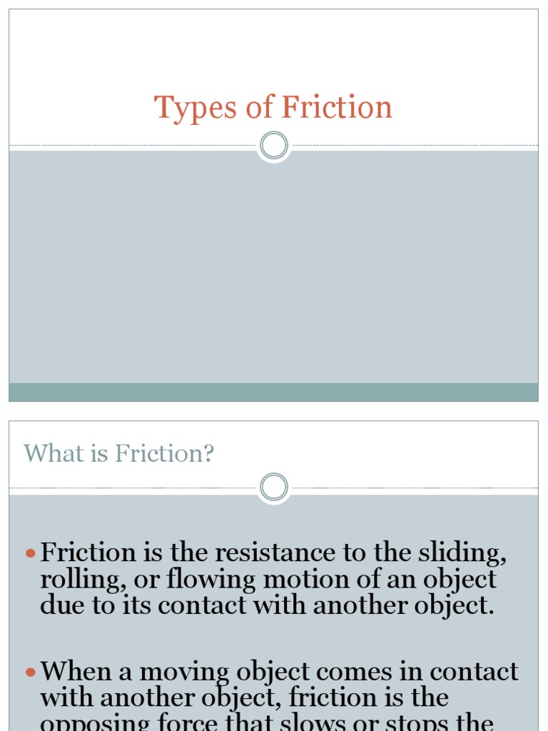 The Four Types of Friction and Their Examples | PDF | Friction | Drag ...