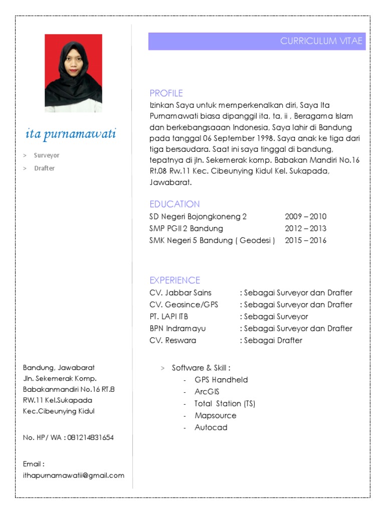 CV Ita Purnamawati: Surveyor & Drafter Berpengalaman | PDF
