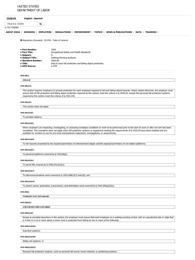 Requirements for Fall Protection and Prevention of Falling Object ...