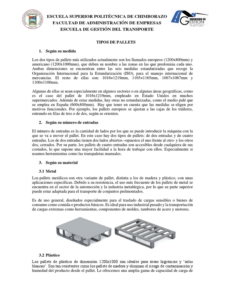 Tipos de Palets y Contenedores Marítimos | PDF | Almacén | Inventario