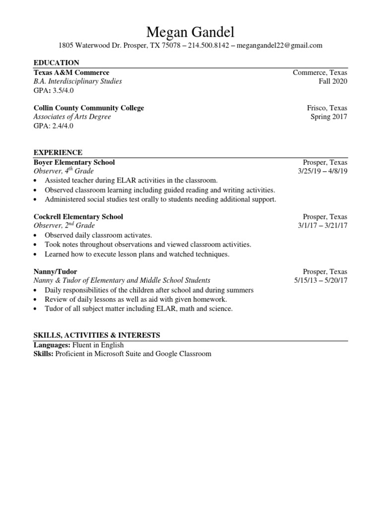 A M Resume - Megan Gandel | PDF
