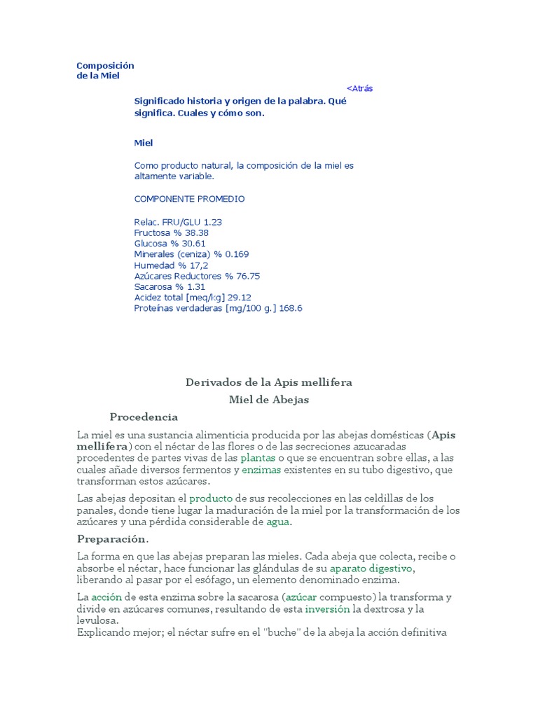 Miel De Abejas Pdf Miel Apicultura