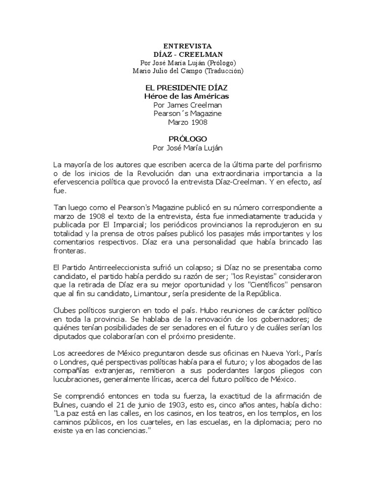 Entrevista Díaz-Creelman: Impacto Político | PDF | México | Democracia