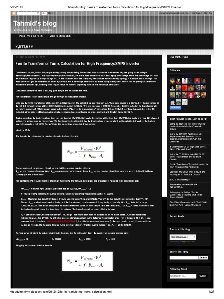 Transformer Turn Calculation | PDF | Power Inverter | Transformer