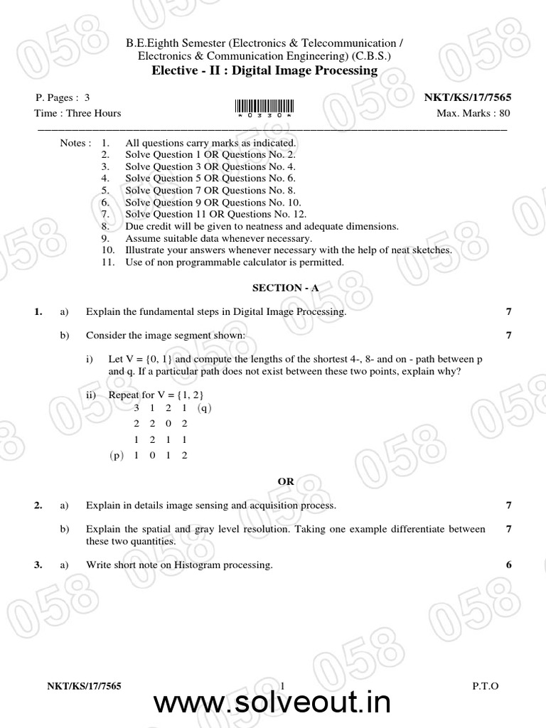 Digital Image Processing Question Bank | PDF | Discrete Fourier ...