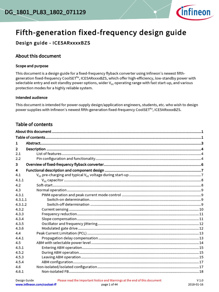 Infineon-Design Guide 5th Generation Fixed-Frequency CoolSET ICE5xxxxBZS-ATI-v01 00-EN PDF ...