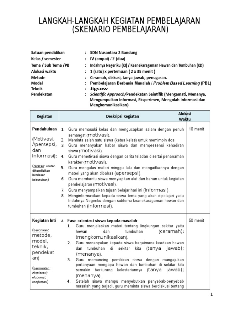 Contoh Skenario - PBL | PDF | Karier & Perkembangan | Seni