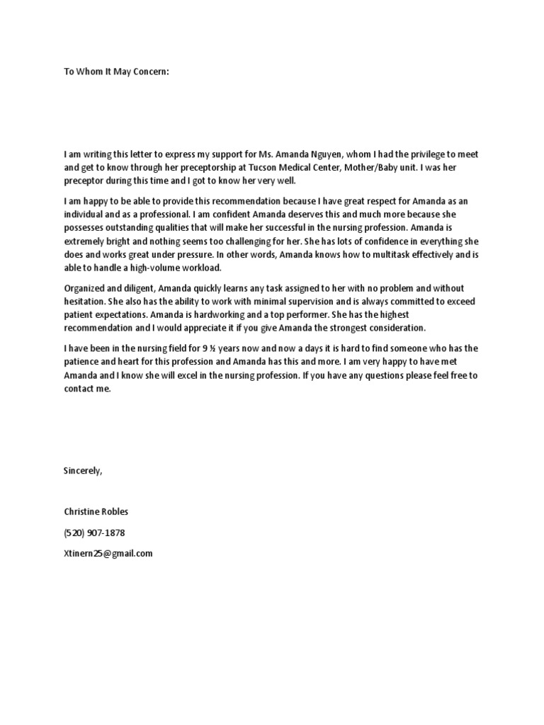 Christine Robles Letter of Recommendation | PDF