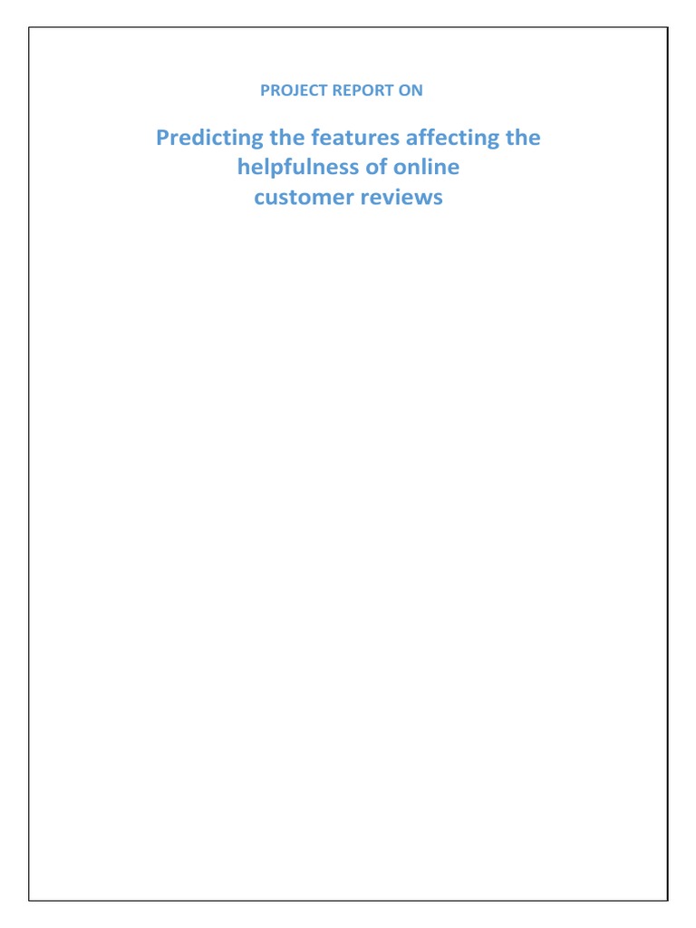 Predicting The Features Affecting The Helpfulness of Online Customer Reviews | PDF | Statistical ...