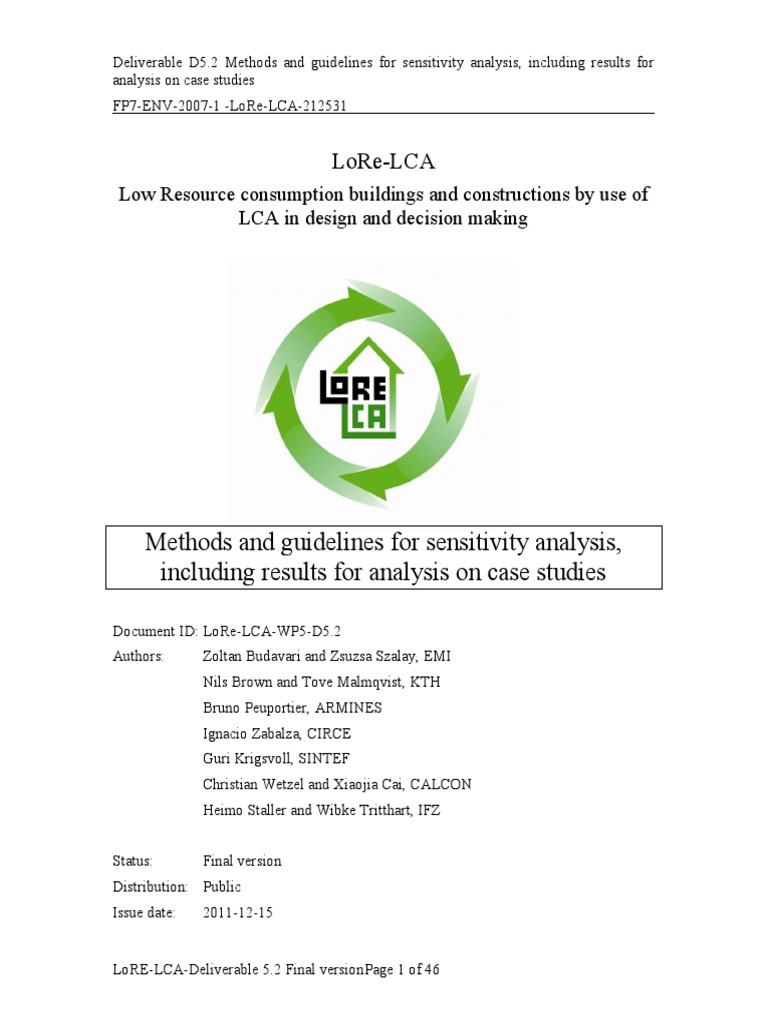 Guidelines and Case Study Results for Sensitivity Analysis of Life ...