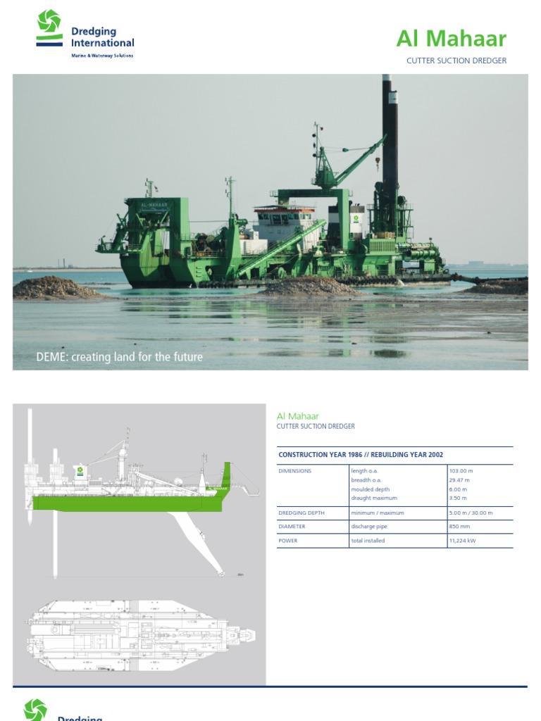 Dredging Spread Data Sheet 2 | PDF | Dredging | Tonnage