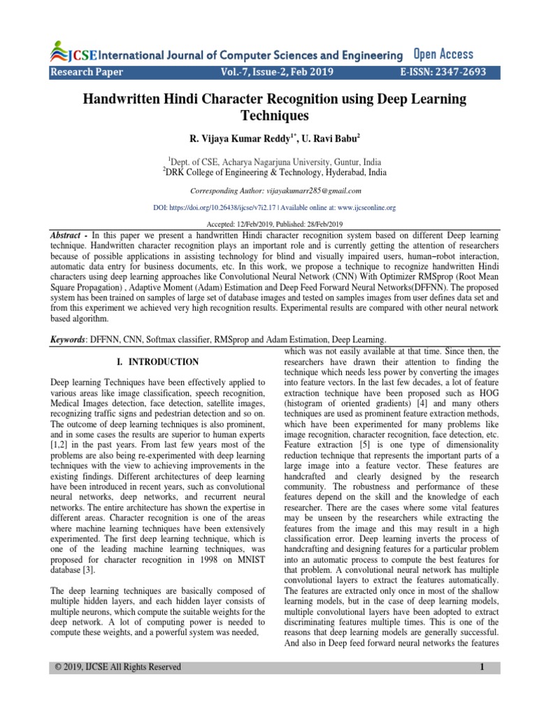 Hindi Handwritten Character Recognition Using Deep Learning | PDF ...