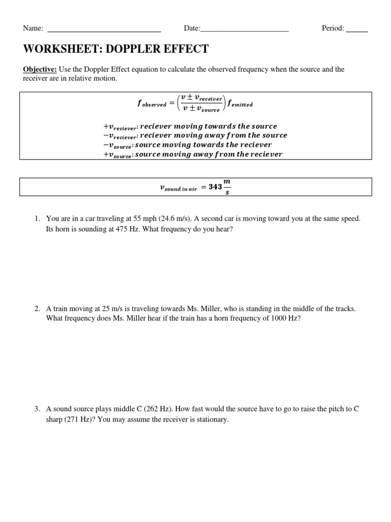 Worksheet Doppler Effect | PDF | Foreign Language Studies | Teaching ...