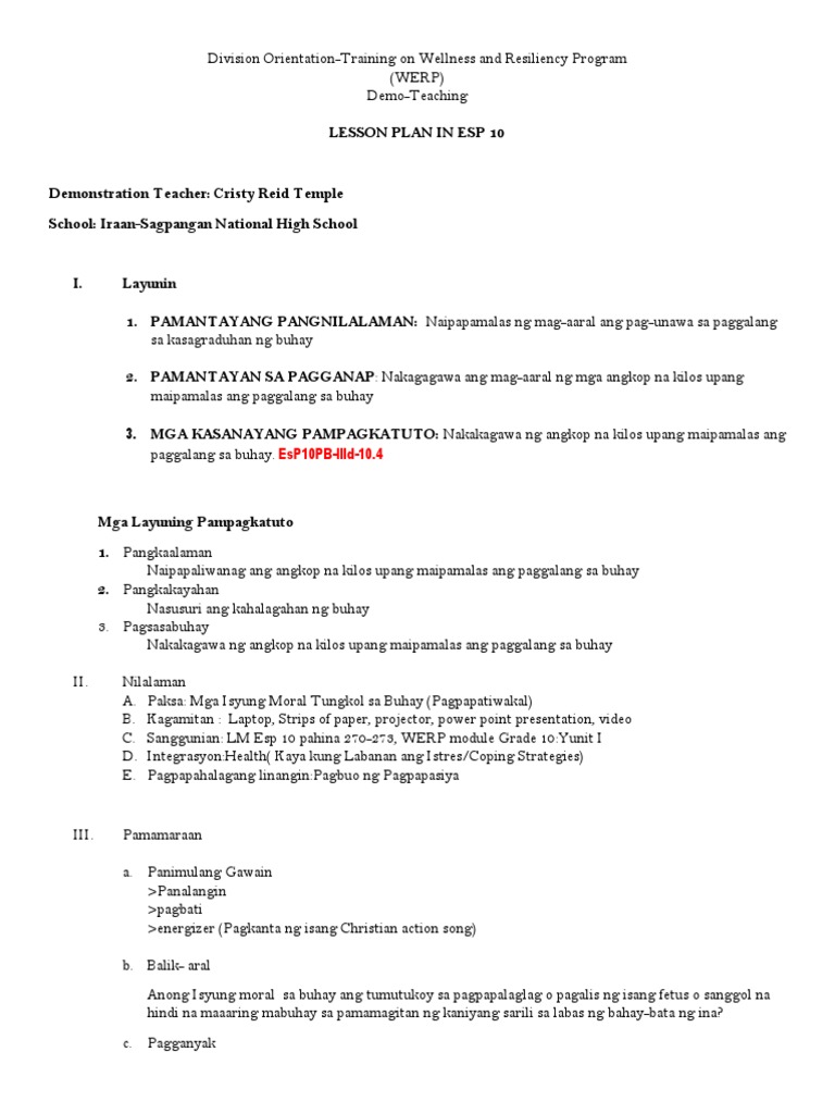 Demo Teaching in Esp10 | PDF