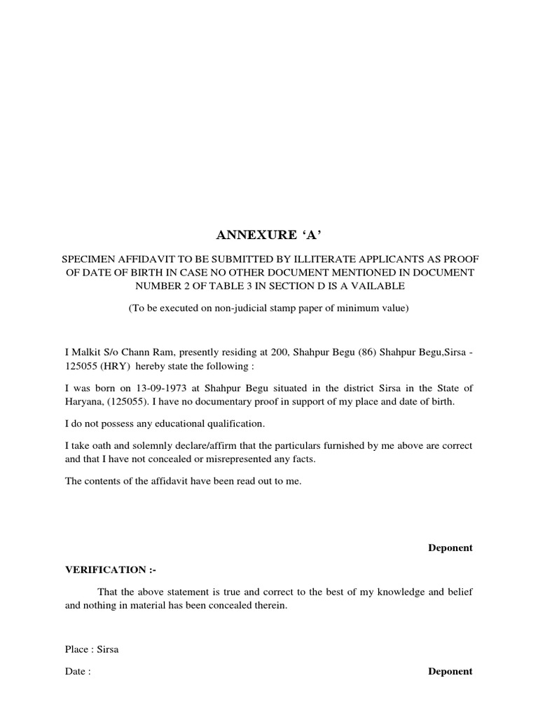 Annexure A': Deponent Verification | PDF