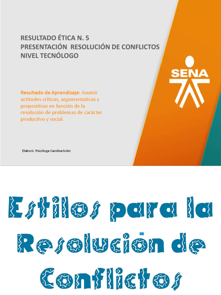 Presentación Resolución de Conflictos | PDF | Aprendizaje | Sicología