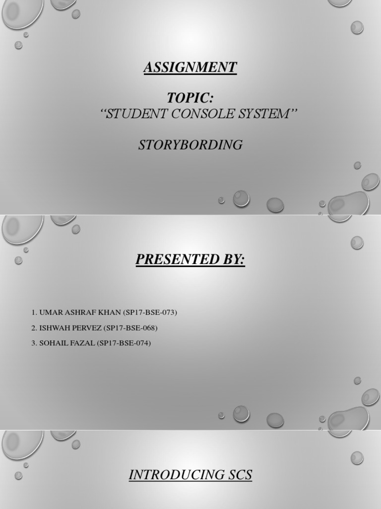 Assignment Topic:: "Student Console System" Storybording | PDF
