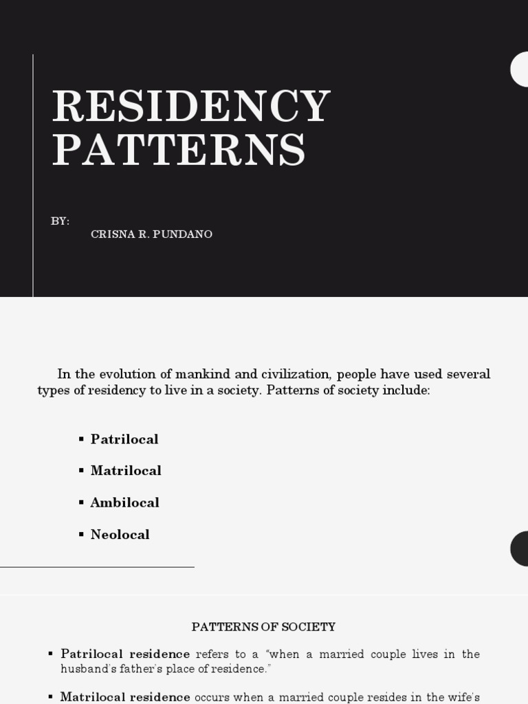 Residency Patterns: BY: Crisna R. Pundano | PDF | Stepfamily | Family