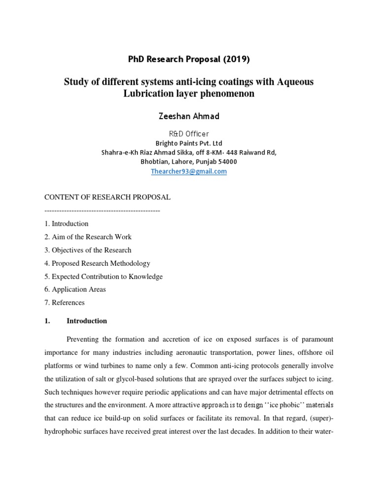 PHD Research Proposal | PDF | Snow | Chemistry