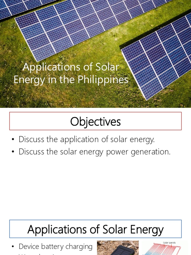 Applications of Solar Energy | PDF | Solar Power | Solar Panel