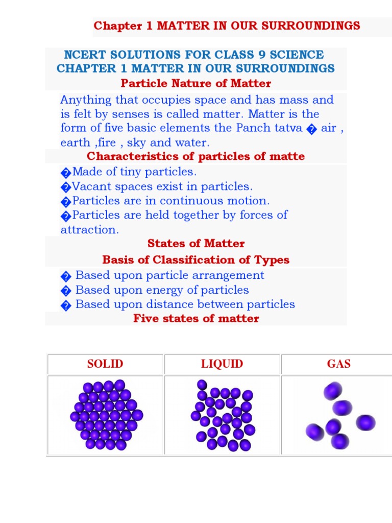 Chapter 1 Matter in Our Surroundings | PDF | Evaporation | Liquids