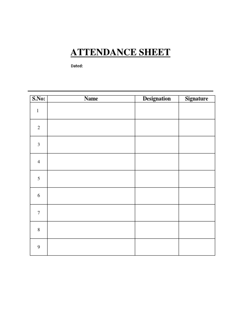 Attendance Sheet: S.No: Name Designation Signature | PDF