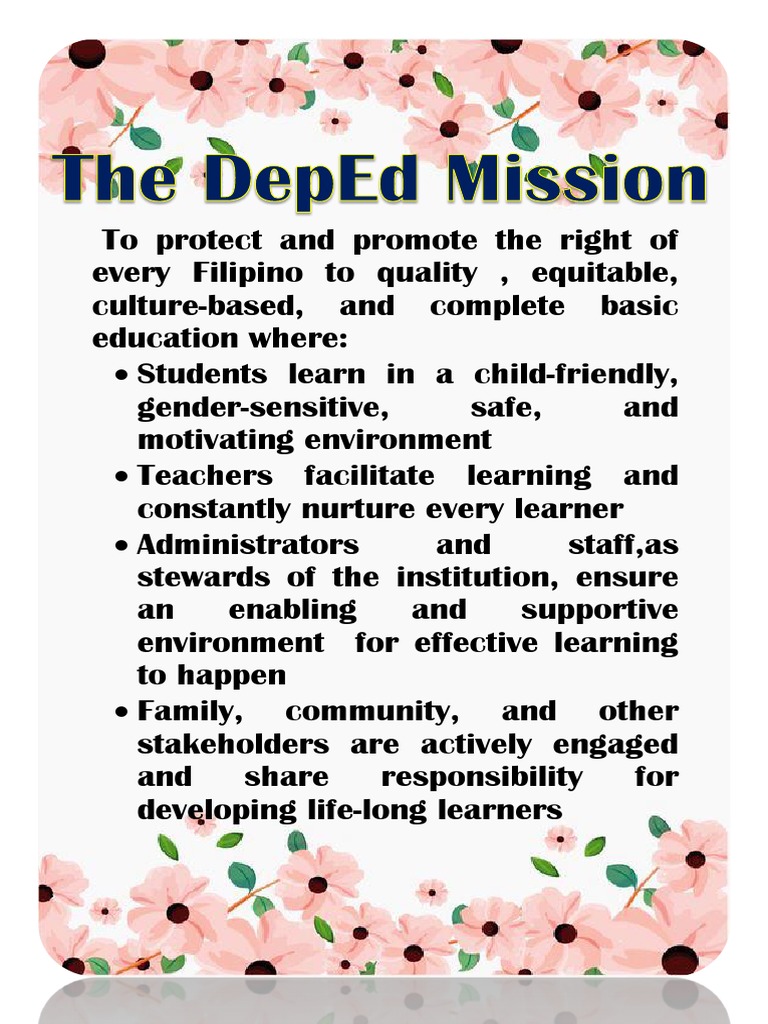 DepEd Mission, Vision, and Core Values | PDF