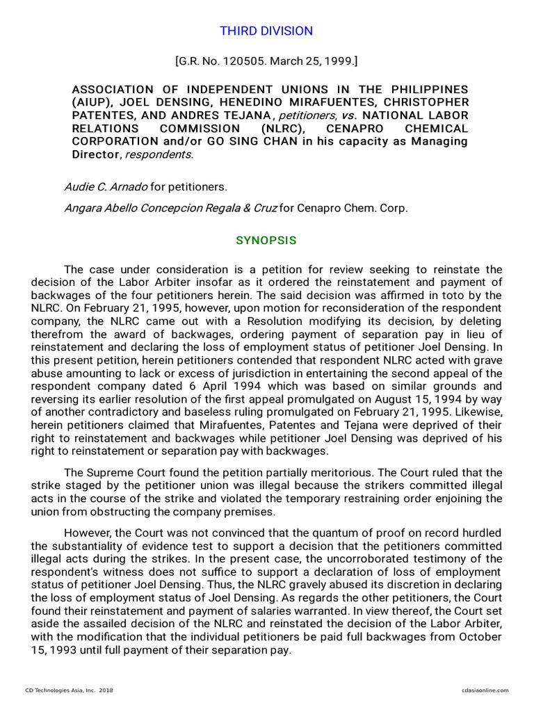 123019-1999-Association of Independent Unions in The | PDF | Strike ...