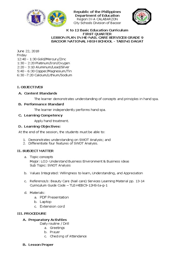 (Fri) SWOT Analysis | PDF | Curriculum | Lesson Plan