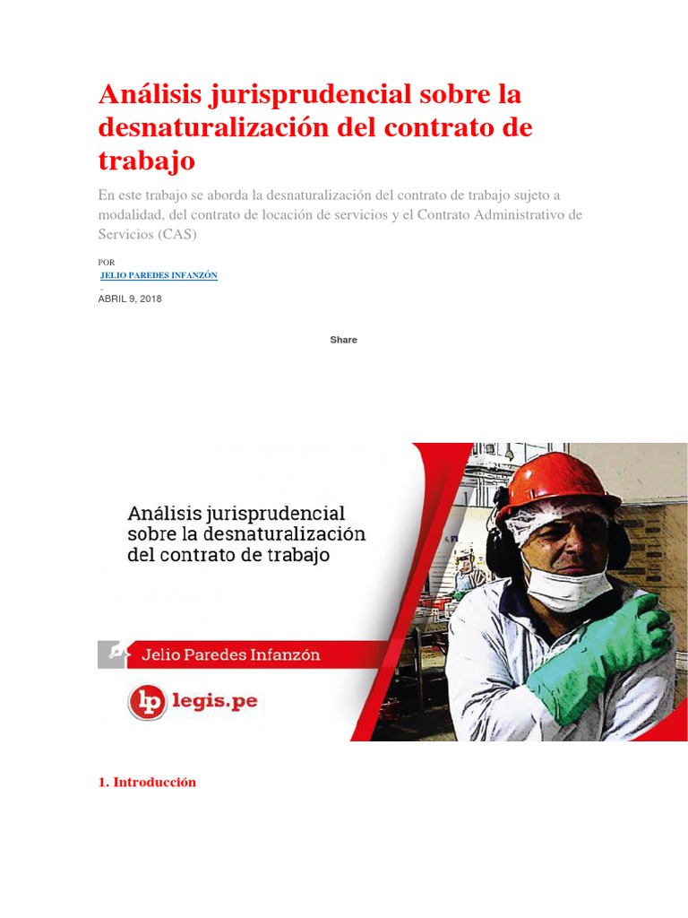 Analisis Sobre La Desnaturalizacion Del Contrato de Trabajo | PDF | Derecho laboral | Caso de ley