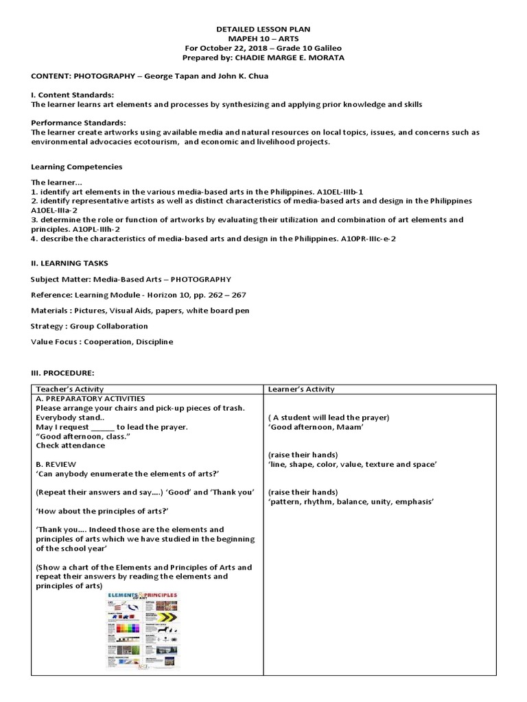 Grade 10 Photography Lesson Plan | PDF | Behavior Modification ...