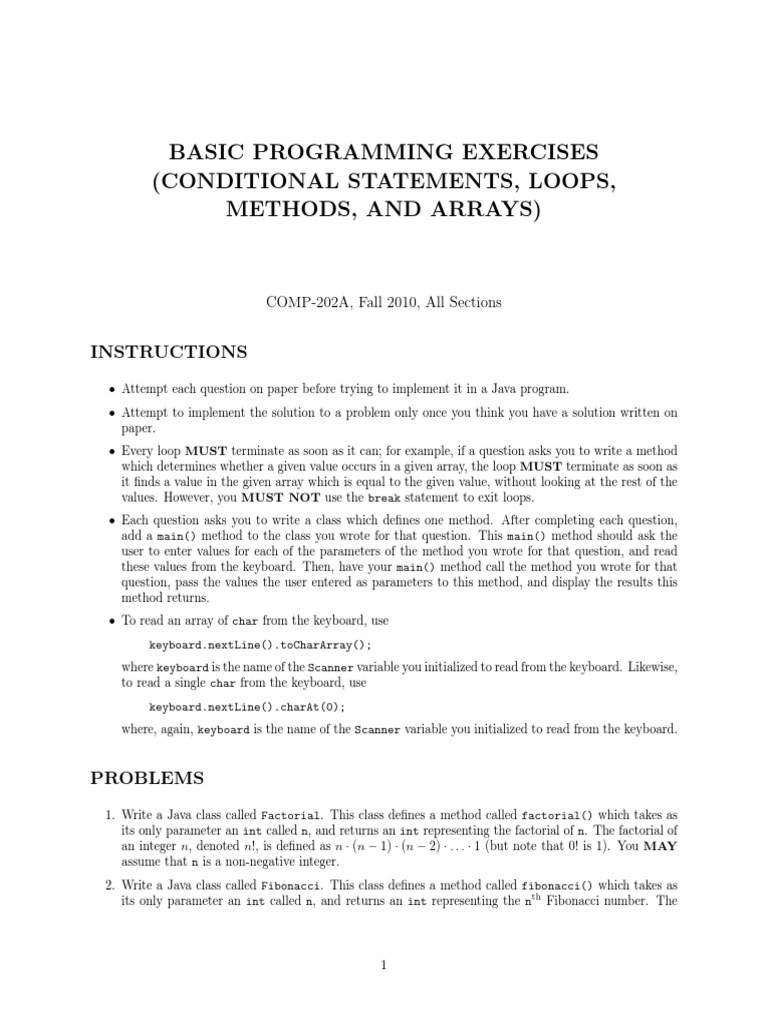 Basic Programming Exercises Conditional 599e71071723dd11409072e3 | PDF ...