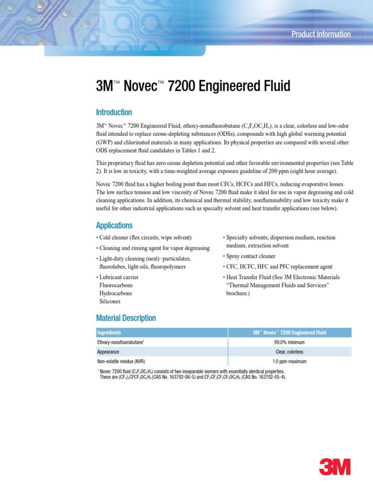 Novec™ 7200 PDF | PDF | Chlorofluorocarbon | Toxicity