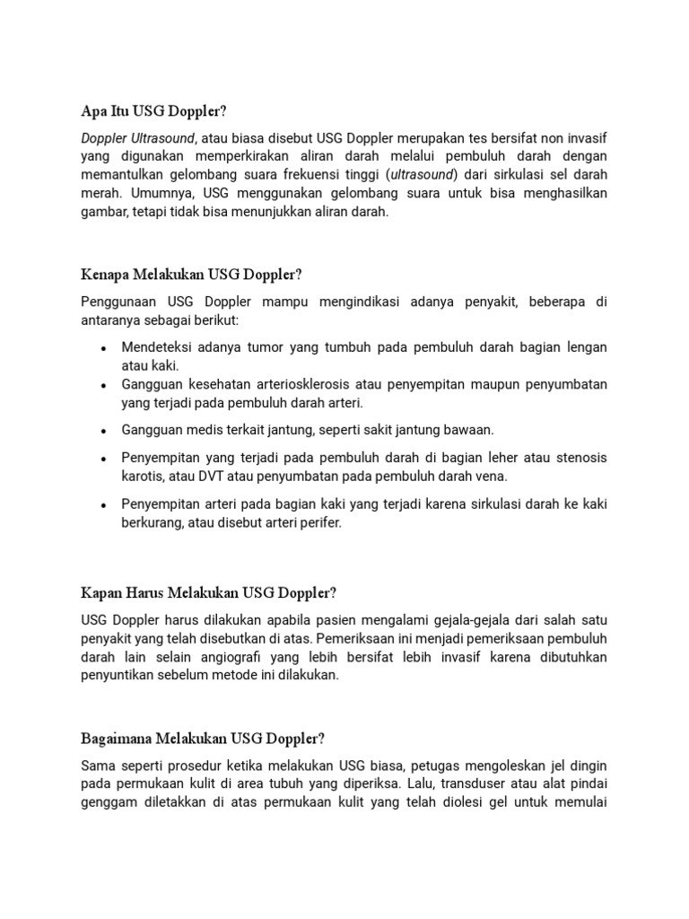 Memahami USG Doppler dan Manfaatnya | PDF | Kesehatan Holistik | Sains ...