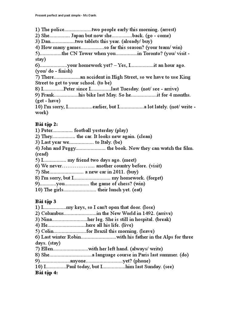 Present Perfect and Past Simple | PDF