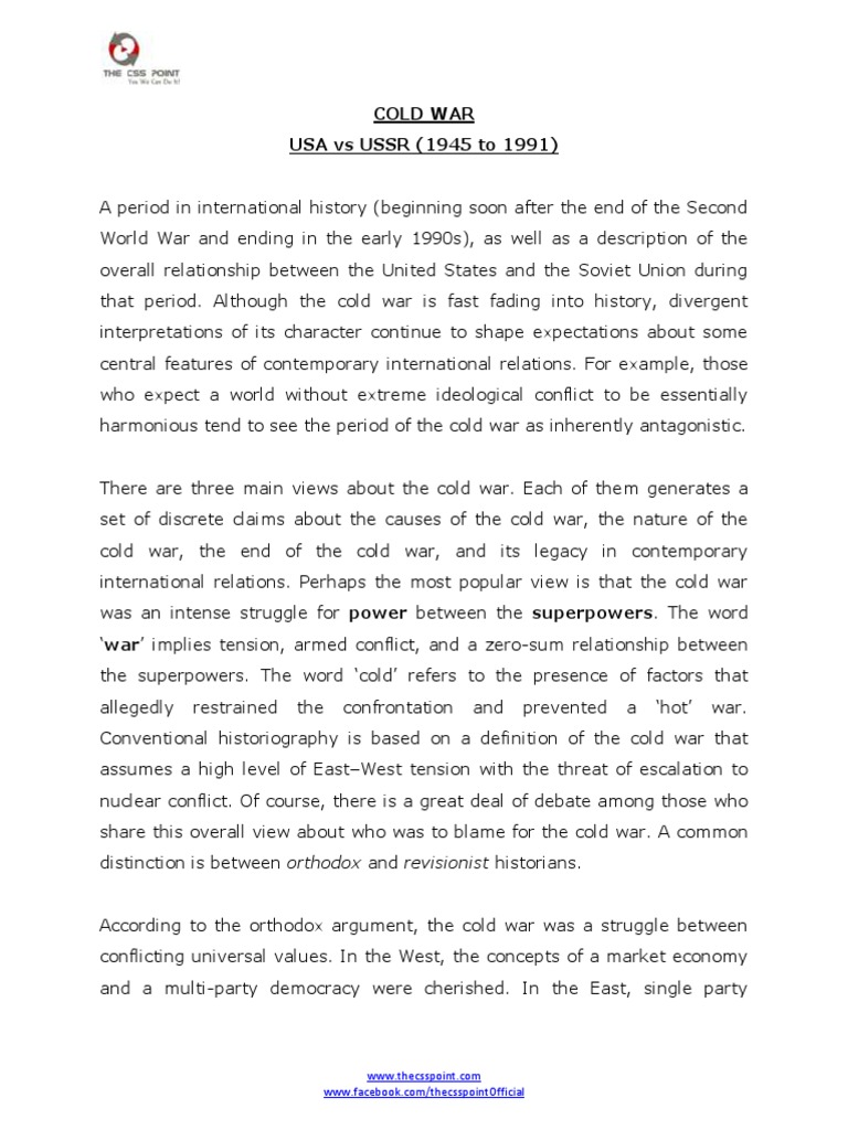 Cold War USA Vs USSR (1945 To 1991) | PDF | Cold War | Soviet Union