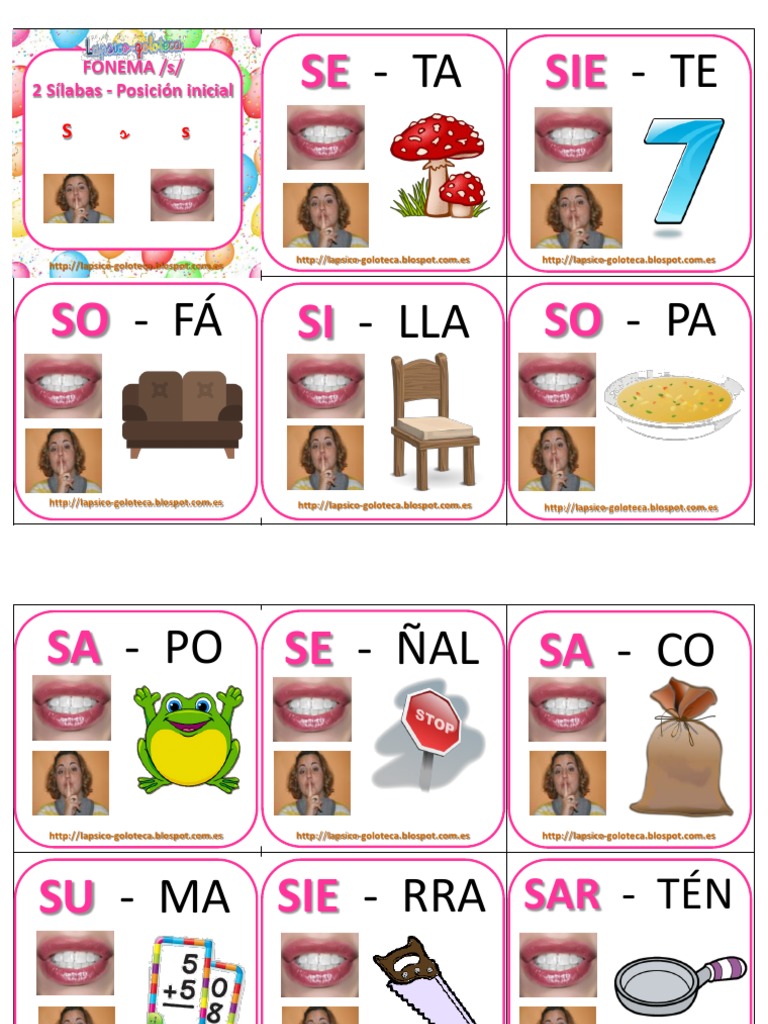 Fonemas /s/: Ejemplos por Sílabas | PDF