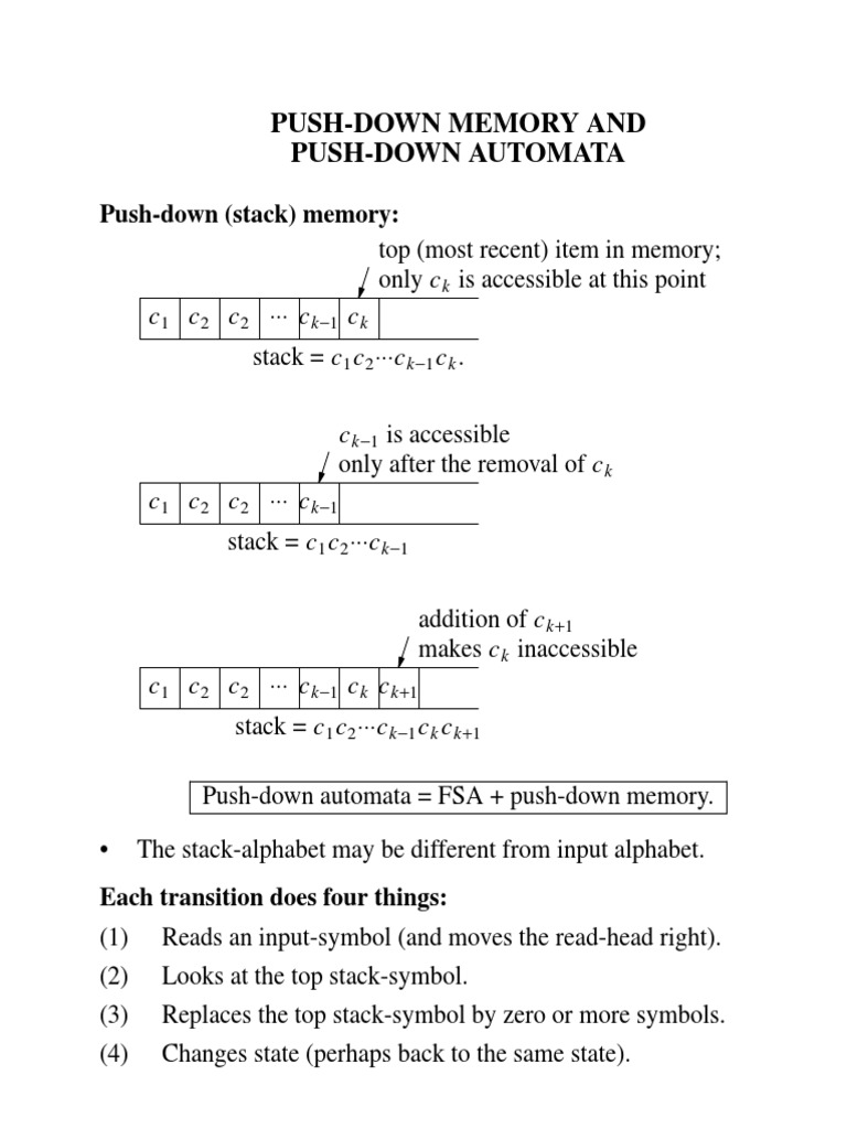 Push-Down Memory and Push-Down Automata | PDF | Formal Methods | Metalogic