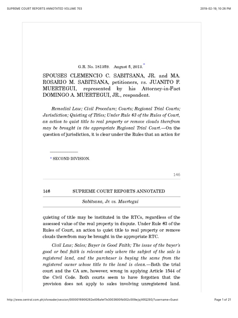 Sabitsana Vs Muertegui | PDF | Lawsuit | Judgment (Law)