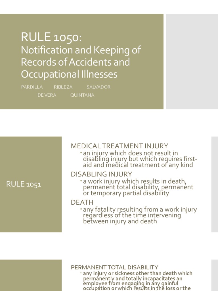 Rule 1050: Accident Reporting Standards | PDF | Disability | Injury