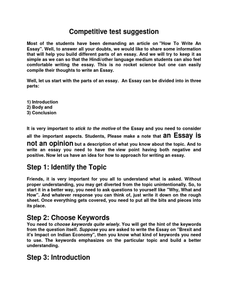 Competitive Test Suggestion | PDF | Essays | Question