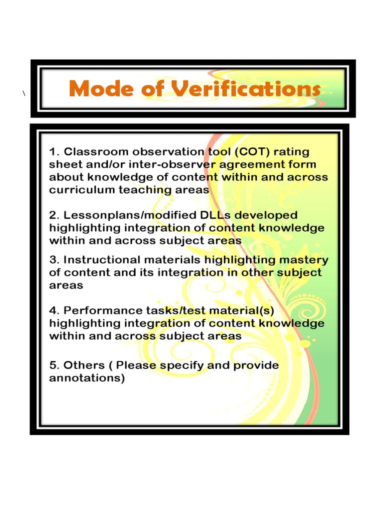 Mode of Verification | PDF | Lesson Plan | Teachers