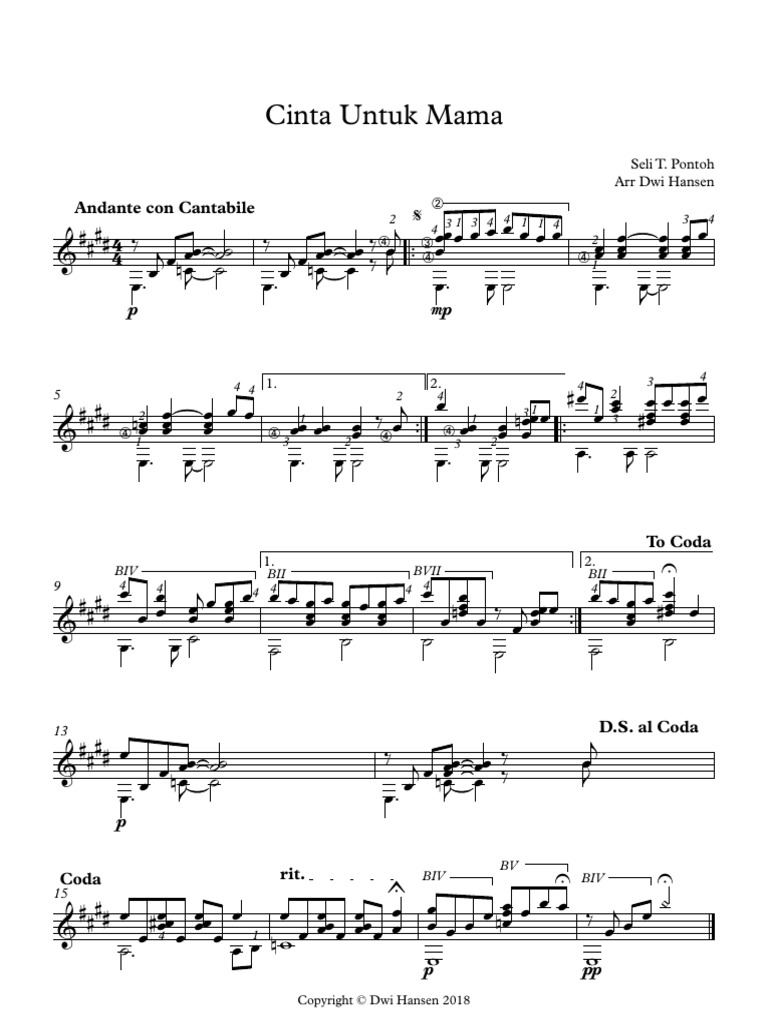 Cinta Untuk Mama - Full Score PDF | PDF | Divertissement (Général)