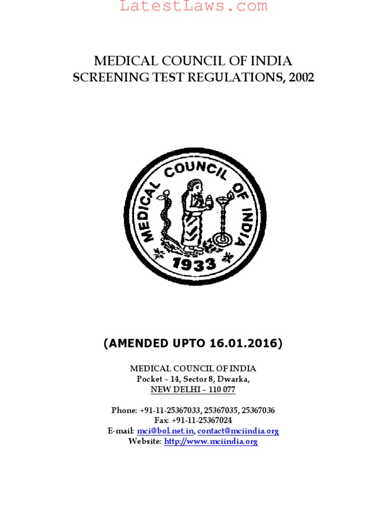 Screening Test Regulations, 2002 | PDF | Medical School | Citizenship