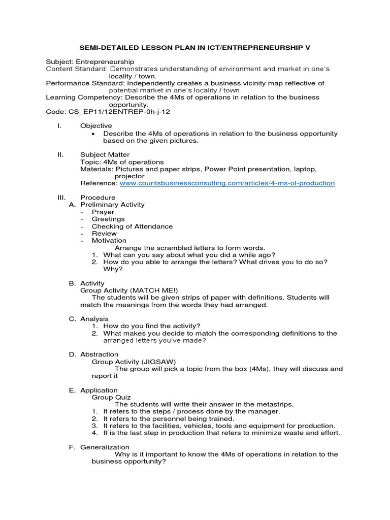 Entrepreneurship | Download Free PDF | Lesson Plan | Educational Technology