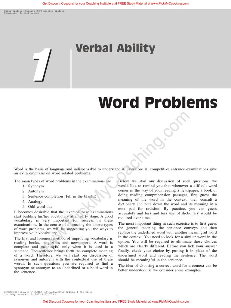 Verbal Ability For Cat Students | PDF | Test (Assessment) | Luck