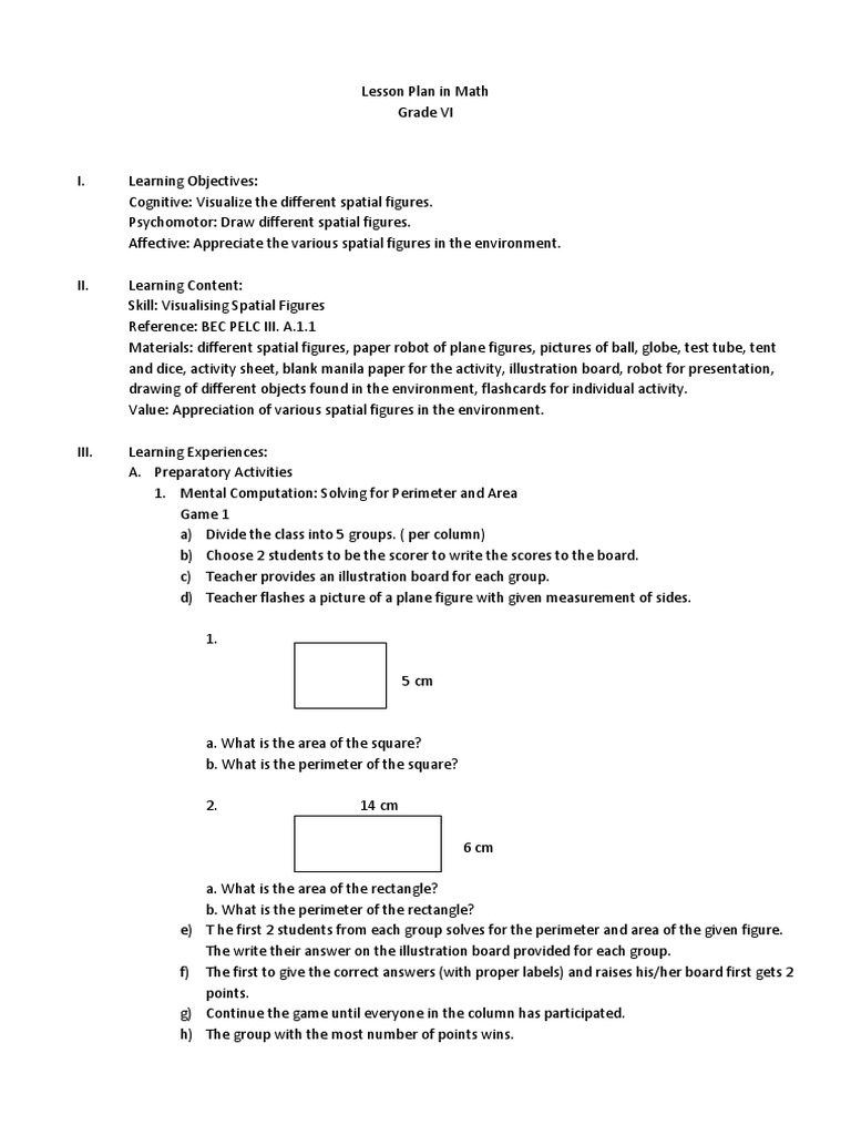 Docshare - Tips Lesson Plan in Mathematics Vidocx | PDF | Sphere | Euclidean Geometry